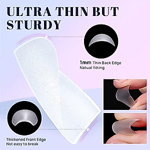 Ejiubas Gel Nail Kit - 300PCS Pre-buff Short Almond Gel Nail Tips, 15ML Long-Lasting Solid Gel with Portable Nail Lamp, Acrylic Nail Kit Gel Extension Set for Diy Home Manicure