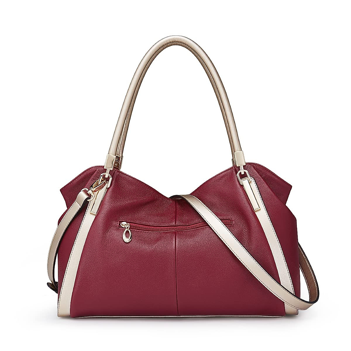 Leather Handbags for Women, Genuine Leather Large Capacity Ladies Top-handle Bags with Adjustable Shoulder Strap Womens Designer Crossbody Zipper Bags Women's Real Leather Messenger Satchel (Red)