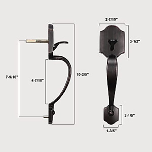 KNOBWELL 1 Pack Single Cylinder HandleSet Double Side Door Handle (for Entrance and Front Door) Reversible for Right and Left Handed Doors Handle Set Oil Rubbed Bronze Finish