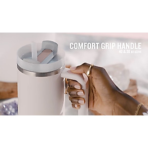 Insulated 40oz Quencher H2.0 Travel Tumbler Mug with Handle, 2 in 1 Slide Lid, Reusable Straw, and Plastic Grip - Double Walled Stainless Steel Keeps Hot and Cold (Bay Leaf)