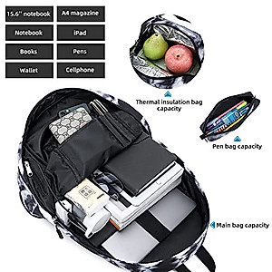 Zicac Backpack for Girls Boys Teenager Bookbags School,Outdoor,Travel Backpack with Lunch Box and Pencil Case 3 in 1 School Bags Set(Black)