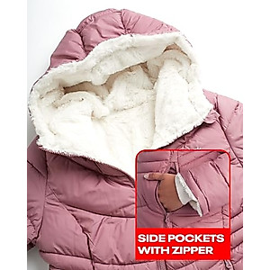 Reebok Women's Winter Jacket - Reversible Quilted Puffer with Sherpa Fleece Lining – Parka Coat for Women (S-3X, Plus Size), Size Large, Dark Dusty Rose
