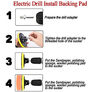 Utoolmart 4" Hook and Loop Backing Pad Sanding Polishing Backer Plate with M10 Drill Adapter for Random Orbit Sander Polisher Buffer