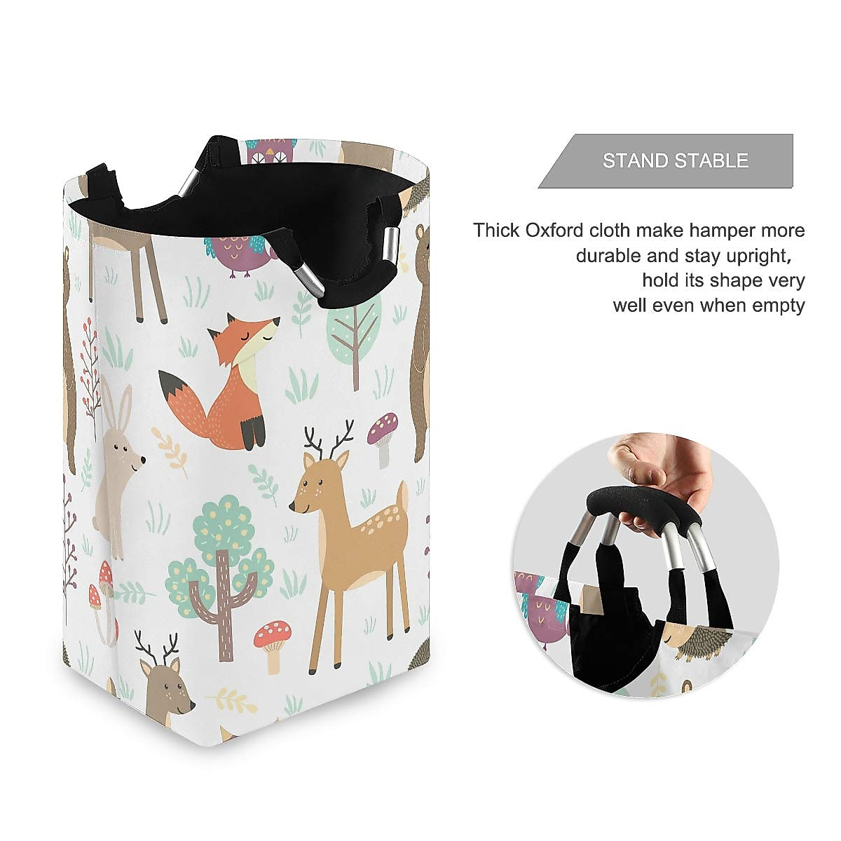 OREZI Cute Fox Animals Laudry Basket,Waterproof and Foldable Laundry Hamper for Storage Dirty Clothes Toys in Bedroom, Bathroom Dorm Room