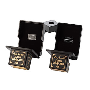 Plastic Tefillin Boxes Case Cover with metal plate on top set of 2 Shel Rosh And Shel Yad For Righty (Black And Gold Rabbeinu Tam, 35)