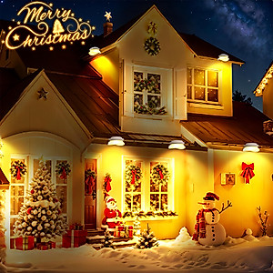 ROSHWEY Backyard Lights, 6 Pack Solar Fence Lights with 9 LED Waterproof Outdoor Gutter Lights for Eaves Garden Landscape Yard (Warm White)