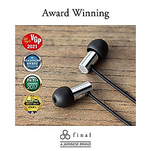 Final E3000 in-Ear Headphones, Hi-Fi Sound Quality, Hires Certified, Award Winning, Stainless Steel Housing, 3.5mm Standard Plug, Natural Sound with Extended Bass, Designed in Japan