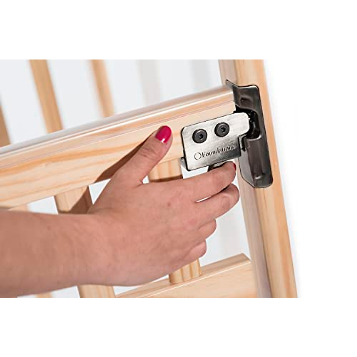 Foundations Serenity SafeReach Crib with Adjustable Mattress Board, Compact Baby Crib with Commercial Grade Casters, Clear End Panels for Child Visibility, Includes 3” Foam Mattress (Natural)