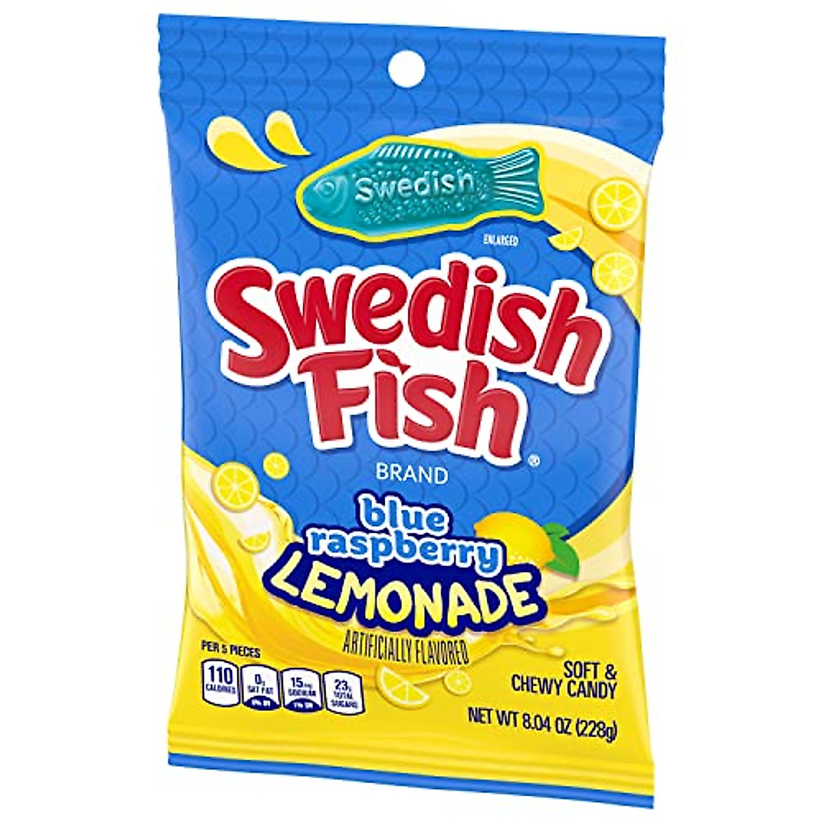 SWEDISH FISH Blue Raspberry Lemonade Soft & Chewy Candy, Bulk Candy, 12-8.04 oz Bags