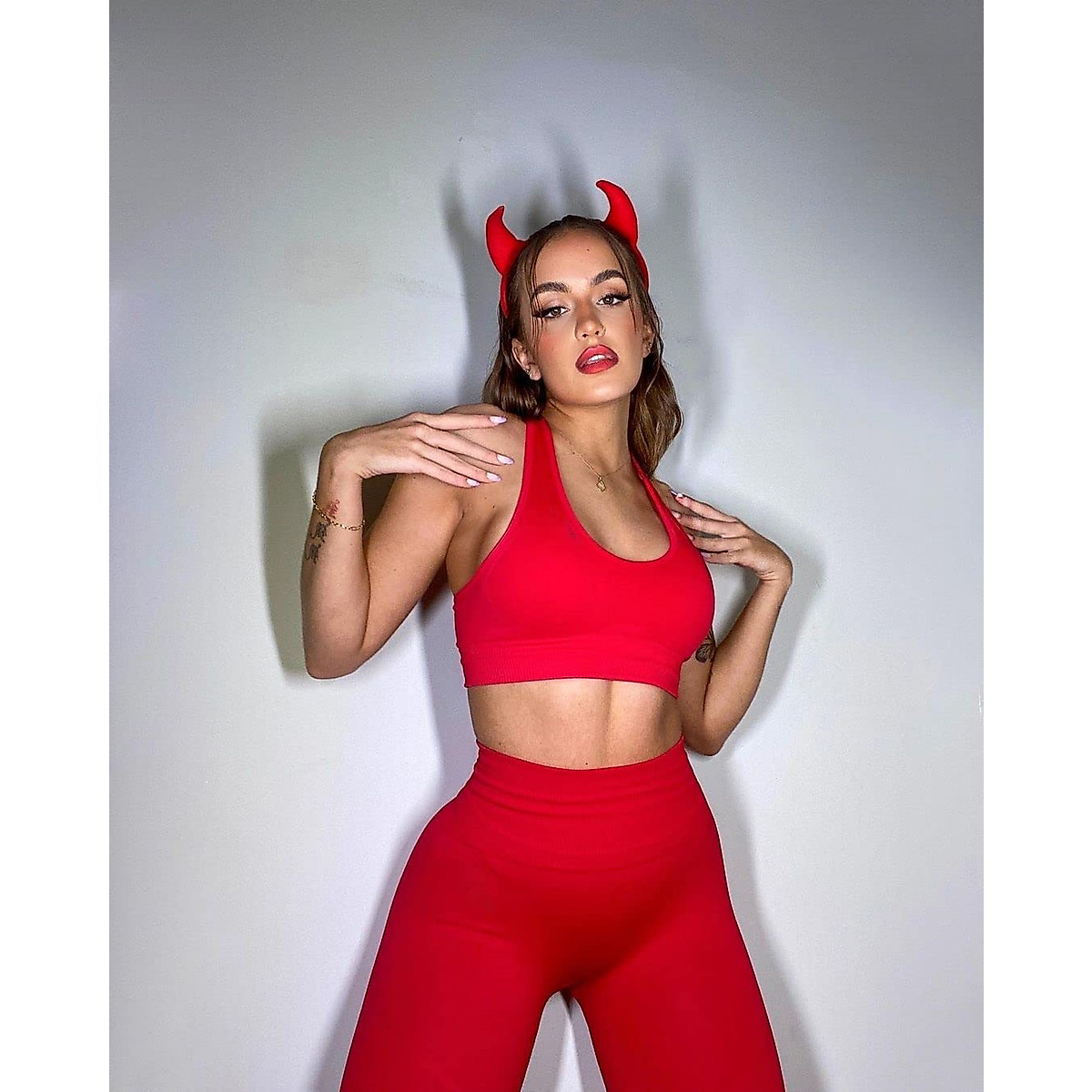 Beaufident Workout Sets for Women Active 2 Piece Seamless Matching High Waist Yoga Set Gym Outfits Candy Red