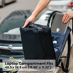 Nordace Laval Smart Travel Backpack for Men & Women with USB Charging Port, Water Resistant - Durable Laptop Bookbag for Everyday, Hiking, College, Work, School - 15.6 Inch (Black)