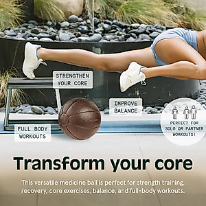 Retrospec Core Weighted Medicine Ball 4, 6, 8, 10, 12, 14, 16, 20, 25, 30 lbs, Soft Touch Vegan Leather with Sturdy Grip for Strength Training, Recovery, Balance Exercises and Other Full-Body Workouts