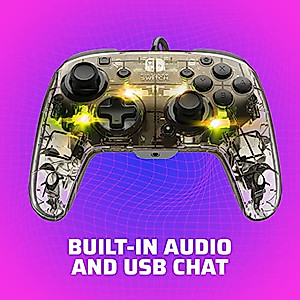 PDP Gaming Afterglow Deluxe+ LED Wired Power Nintendo Switch Pro Controller, Officially Licensed, RGB Hue Color Lights, Clear Body See Through Gamepad, 3.5mm Audio Jack, Dual Vibration Paddle Buttons