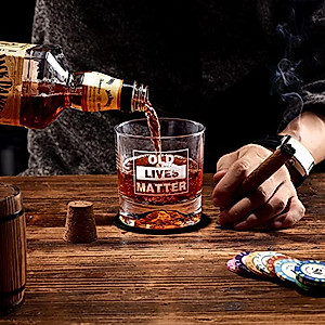 PONPUR Grandpa Juice Whiskey Glass & Old Lives Matter Whiskey Glass, Christmas Stocking Stuffers For Grandpa Grandfather, The Men Who Are Grandpa Grandfather