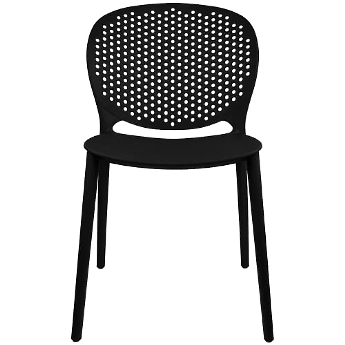 2xhome Set of 4 Modern Pool Patio Chairs, Stackable Dining Side Chairs for Indoor Outdoor Kitchen Living Room Restaurant, Black