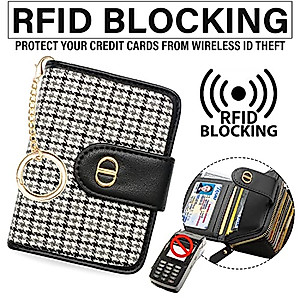 SNUG STAR Multi-Purpose Wallet High Capacity Card Holder Zipper Coin Purse with Wristlet Bracelet Keychain Silicone Beaded Bangle (Silicone Bracelet(16 Cards)-Woven Small Plaid Black)