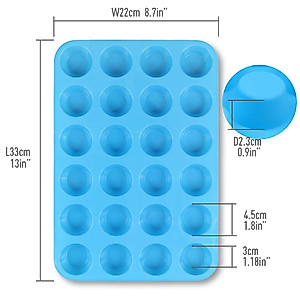 Cozihom 12 Cups Silicone Muffin Pan and 24 Cups Mini Size Silicone Muffin Pan