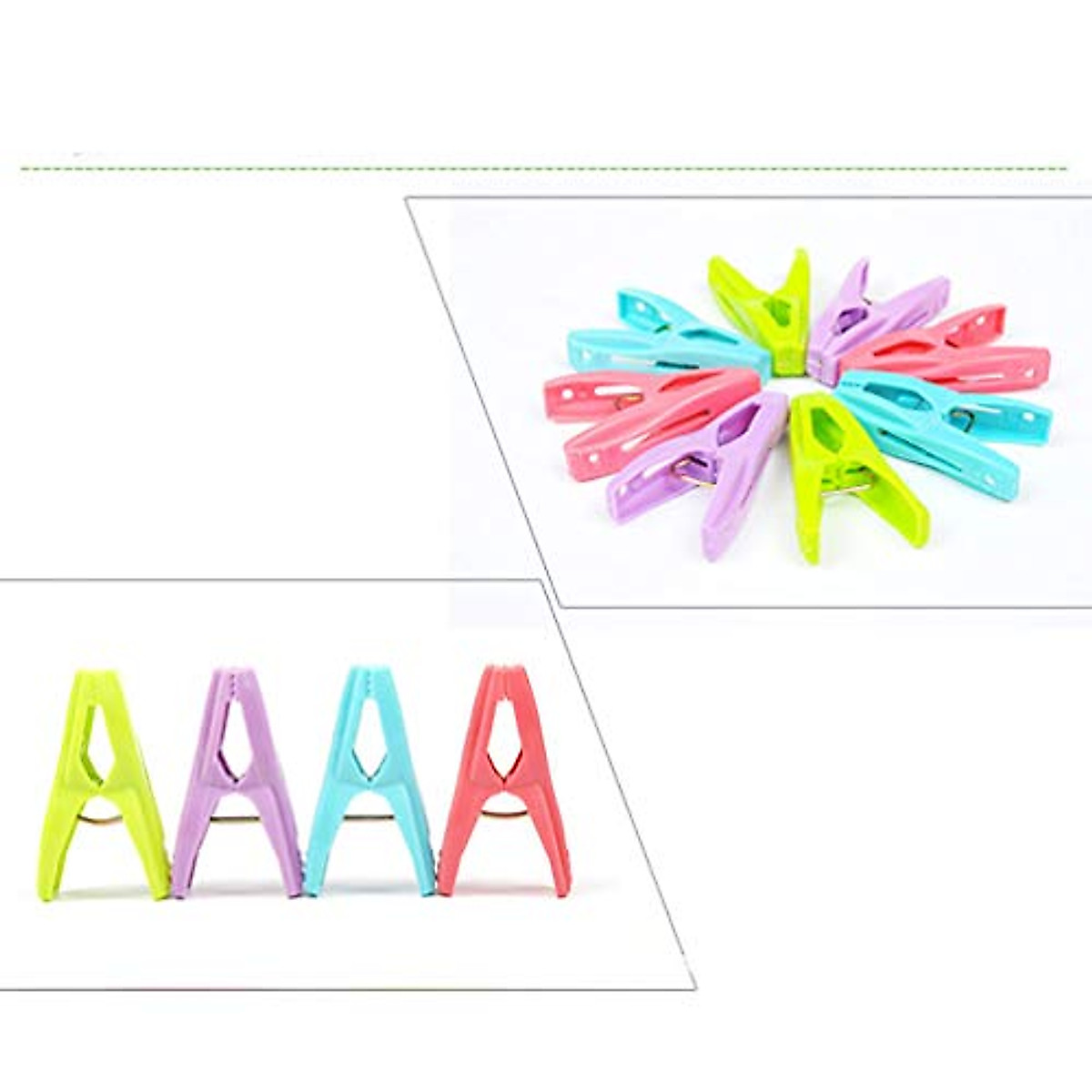 Goeielewe 30 Pcs Plastic Clothespins Clothing Clips Pegs with Storage Basket, Multifunction Windproof Clothing Towel Clips for Clothesline Hangers (Purple)