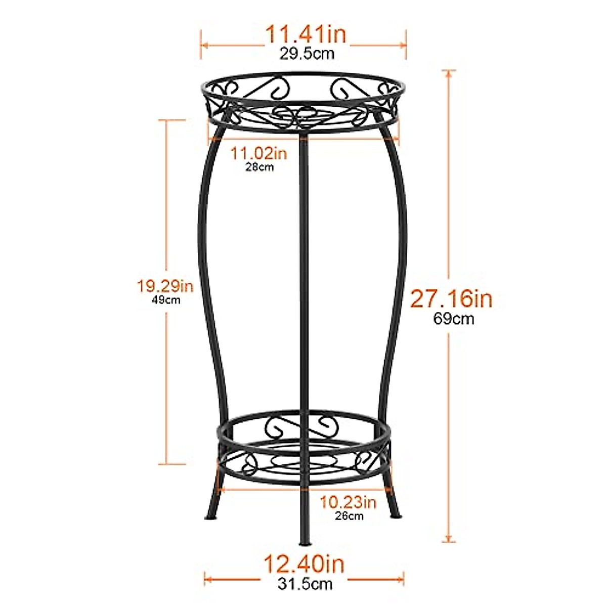 Auledio Plant Stand Rack 2 Tier Indoor Outdoor Multiple Holder Shelf,Black