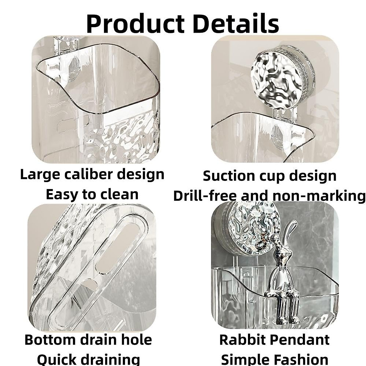 CRUIFU Acrylic Transparent Shower Storage, Light Luxury Style Glacier Pattern Suction Cup Shelf, Shower Caddy Easymount Bathroom Storage Shelf No Drilling Required