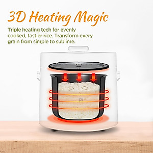 MOOSUM Multi Mini Rice Cooker 2-cups Uncooked (1.2L), Portable Small Japanese Travel Rice Cooker with Non-Stick Inner Pot, Slow Cooker, Easy Presets,24 Hours Timer Delay & Keep Warm Function, Black