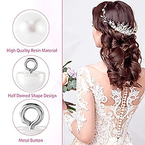 OIIKI 150PCS Half Pearl Buttons, 10mm Faux Half Pearl with Loop, Plastic Half Pearl Buttons, Decorative Sewing Buttons for DIY Sewing, Wedding Dress, Headband, Clothing, Bags