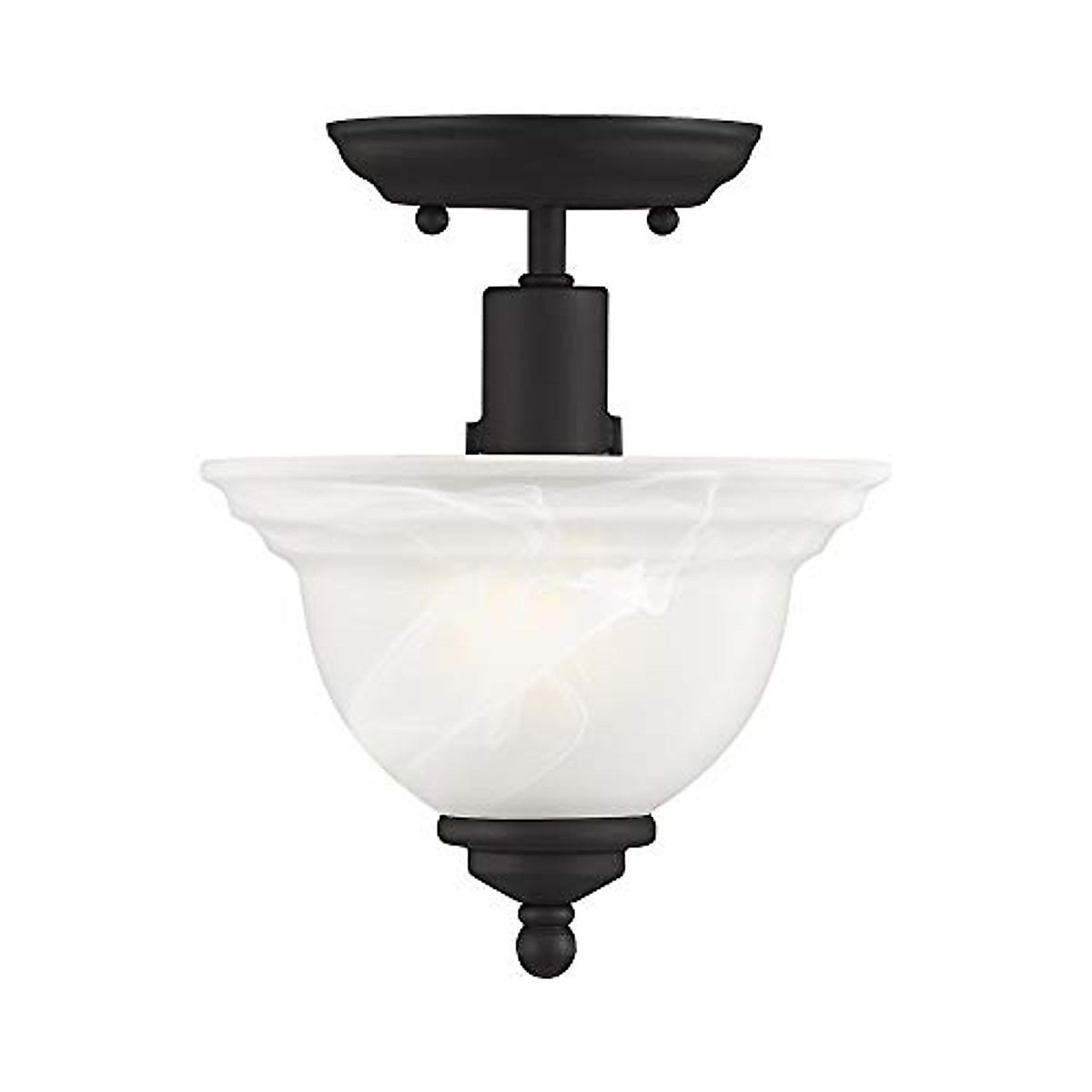 Livex Lighting 4250-04 Flush Mount with White Alabaster Glass Shades, Black