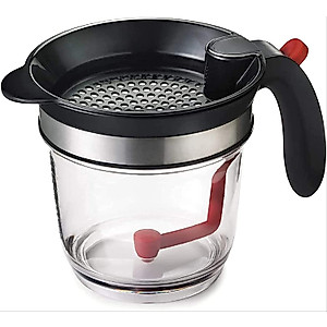 Fat Separator With Bottom Release - Food Strainers,Oil Separator with Strainer 4 Cup Gravy & 1L Grease Separator Cup with Strainer for Improved Health