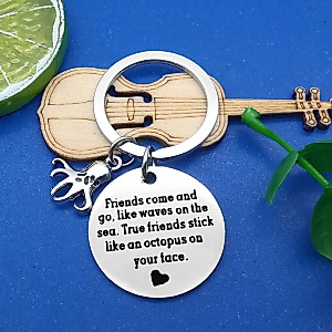 Dabihu Friendship Keychain Best Friend Gift True Friends Stick Like An Octopus On Your Face Keyring Long Distance Friendship Keychain Gift Funny Friendship Gift Graduation Jewelry Gift Classmate Gift