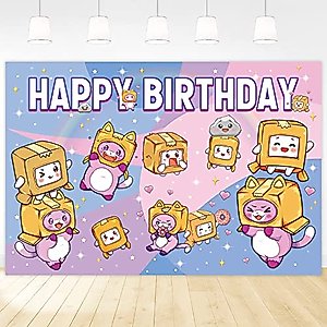 Cute Cartoon Party Supplies Cartoon Backdrop for Birthday, 5 * 3FT Girl Happy Birthday Backdrop for Party Decorations, Party Favor Banner Decor Photo Background for Girls Kids Birthday Baby Shower
