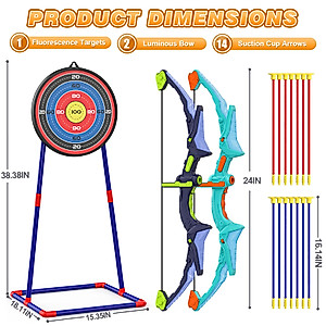 2 Pack Bow and Arrow Set for Kids, Light Up Archery Set with 14 Suction Cup Arrows, Archery Targets Outdoor Games for Kids Ages 4-8 8-12, Birthday Gifts Toys for 5 6 7 8 9 10 11 12 Year Old Boys Girls
