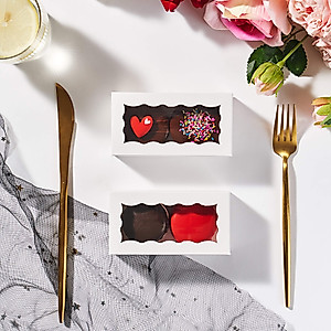 JCXPACK 50PCS 4.17 x 2.16 x 1.37 Inches White Macaron Gift Boxes for 2, Chocolate Covered Ores Boxes, Macaron Packaging for Wedding, Party, Thank You Favors