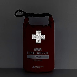 Breakwater Supply™ Waterproof Marine First Aid Kit Boat Safety Tool Kit, 100 Piece AFAK Emergency Supplies in Dry Bag, IFAK Trauma Kit for Kayaking, Jet Ski, Fishing, Surfing, Sailing, Canoeing (Red)