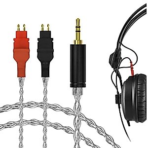 GEEKRIA Apollo Silver-Plated Audio Cable Compatible with Sennheiser HD25, HD25-1 II, HD25-C, 3.5mm (1/8'') Replacement Headphones Cord for Hi-Resolution Audiophile, HiFi Headset (5ft/1.5m)
