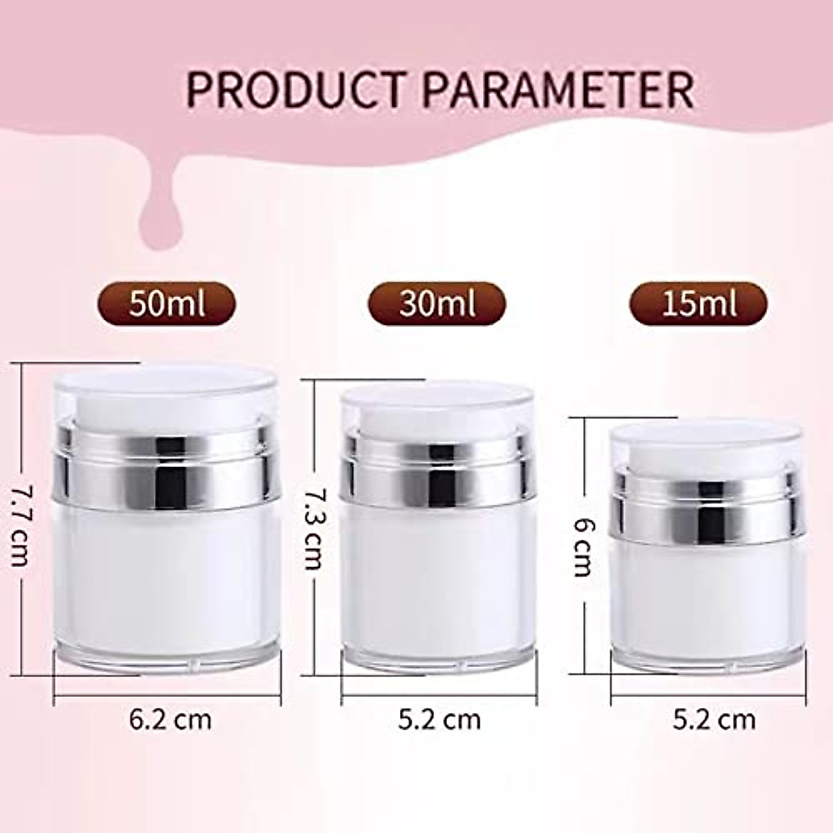 Cream Jar Vacuum Bottle Small, Lotion Dispenser With Pump, Travel Containers For Lotions And Creams Leak Proof, Airless Pump Bottles For Toiletries Cosmetic Container (30ml*3pcs)