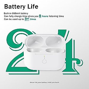 AirPod Pro Charging case - Wireless Charging Case Replacement for AirPods Pro - Charger Case with Sync Button and Built-in 660mA Battery, No AirPod Pro - White