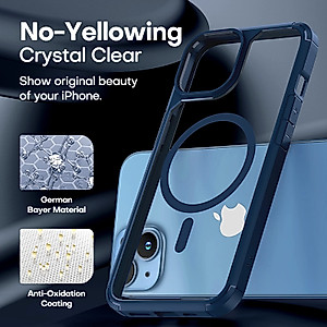TAURI 3-in-1 Magnetic Designed for iPhone 13 for iPhone 14 Case, [Compatible with MagSafe] with 2 Screen Protector, Shockproof Phone Case for iPhone 13/14, Blue