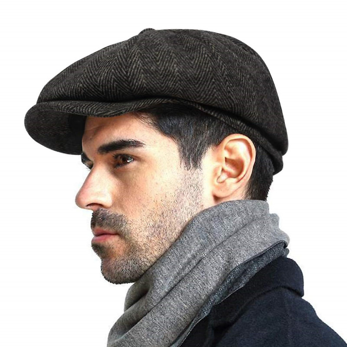 Men's Vintage Newsboy Gatsby Hat Blend Wool Flat Ivy Cabbie Autumn Winter Cap Boyfriend Gift M