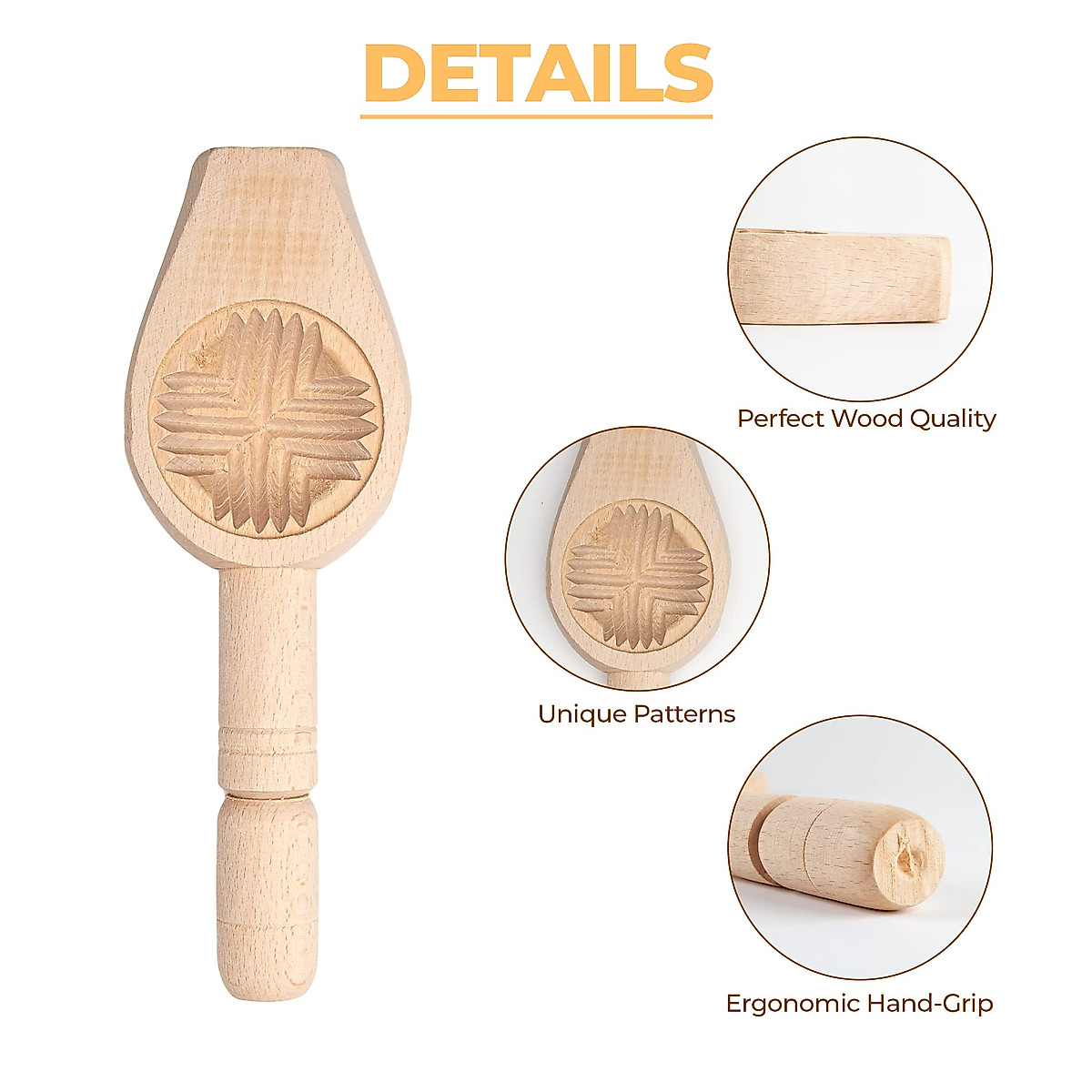 Onart Home - Traditional Handmade Maamoul Molds | Wooden Cookie Molds for Baking | Biscuit Cake Pastry Sweet Cookie Cutter | Mid-Autumn Festival Practical Hand Pressed Cake Mold