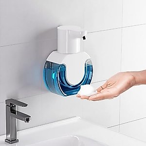 Automatic Foaming Soap Dispenser by OTLS, 4 Level Adjustable Foaming Hand Soap Dispenser, 420ml Automatic Soap Dispenser Touchless, USB-C Port, 2 Hooks for Wall Mount