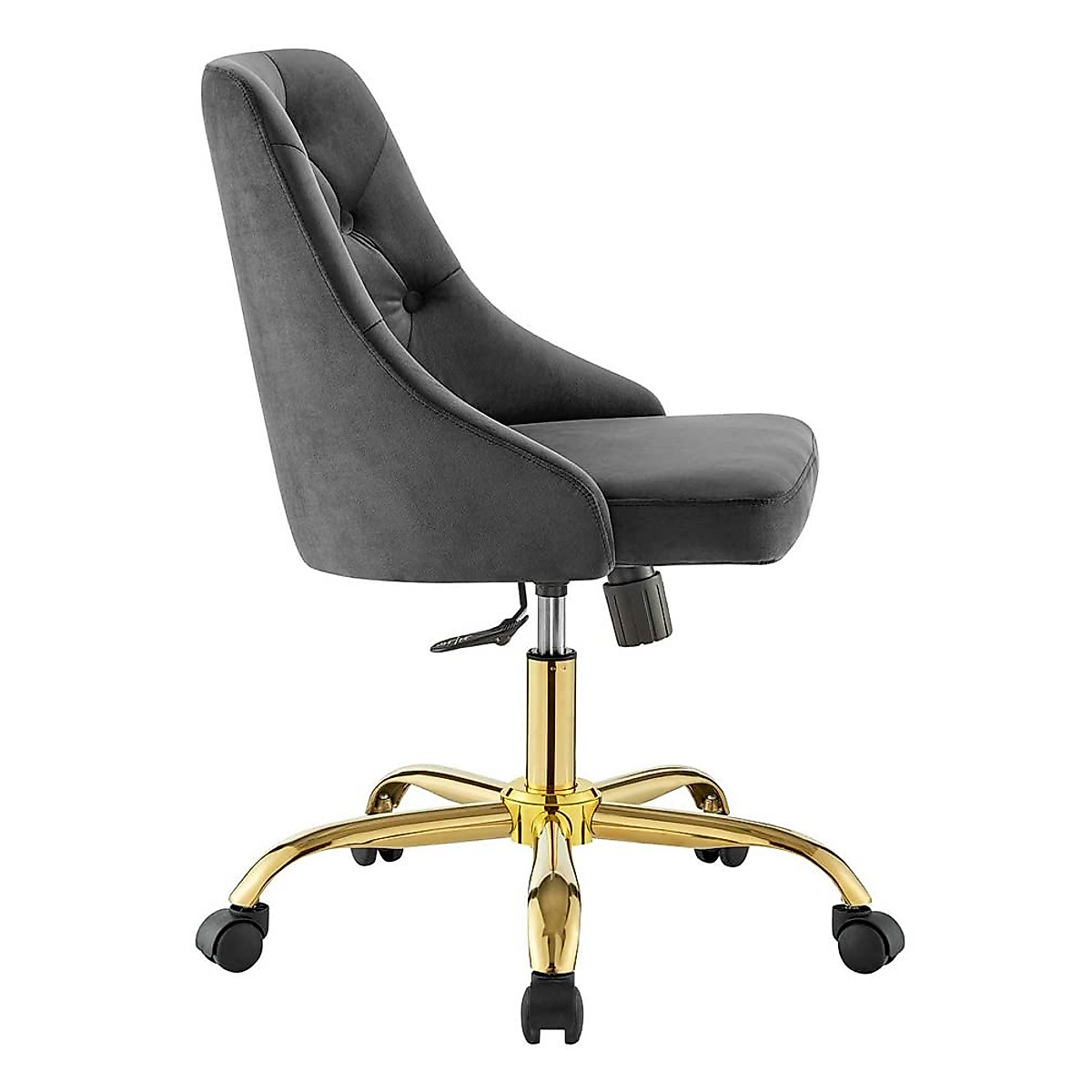 Modway Distinct Tufted Swivel Performance Velvet Office Chair, Gold Gray