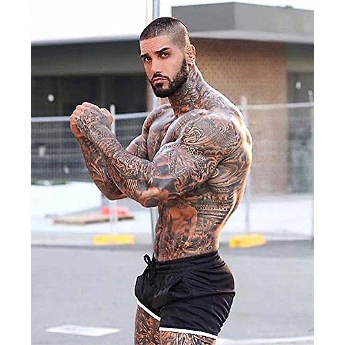 FLYFIREFLY Men's 4" Workout Running Shorts Quick Dry Lightweight Gym Yoga Shorts