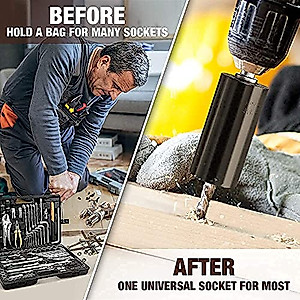 PASTACO Super Universal Socket Tools Gifts for Men- Christmas Stocking Stuffers Socket Set with Power Drill Adapter GadgetsTool Gifts for Dad Him Boyfriend Women Husband Handy DIY Tool (7-19mm)