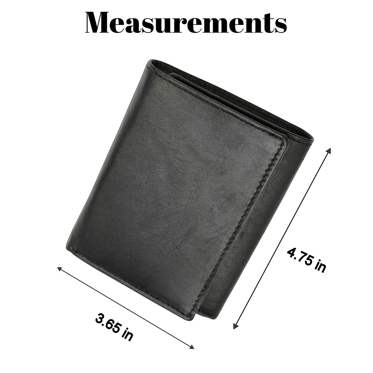 RFID Genuine Leather Trifold Badge Holder Wallet Black, Police Badge Holder