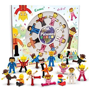 PicassoTiles 15-Piece Magnetic Character Action Figures Add-on Set for Construction Building Block Tiles