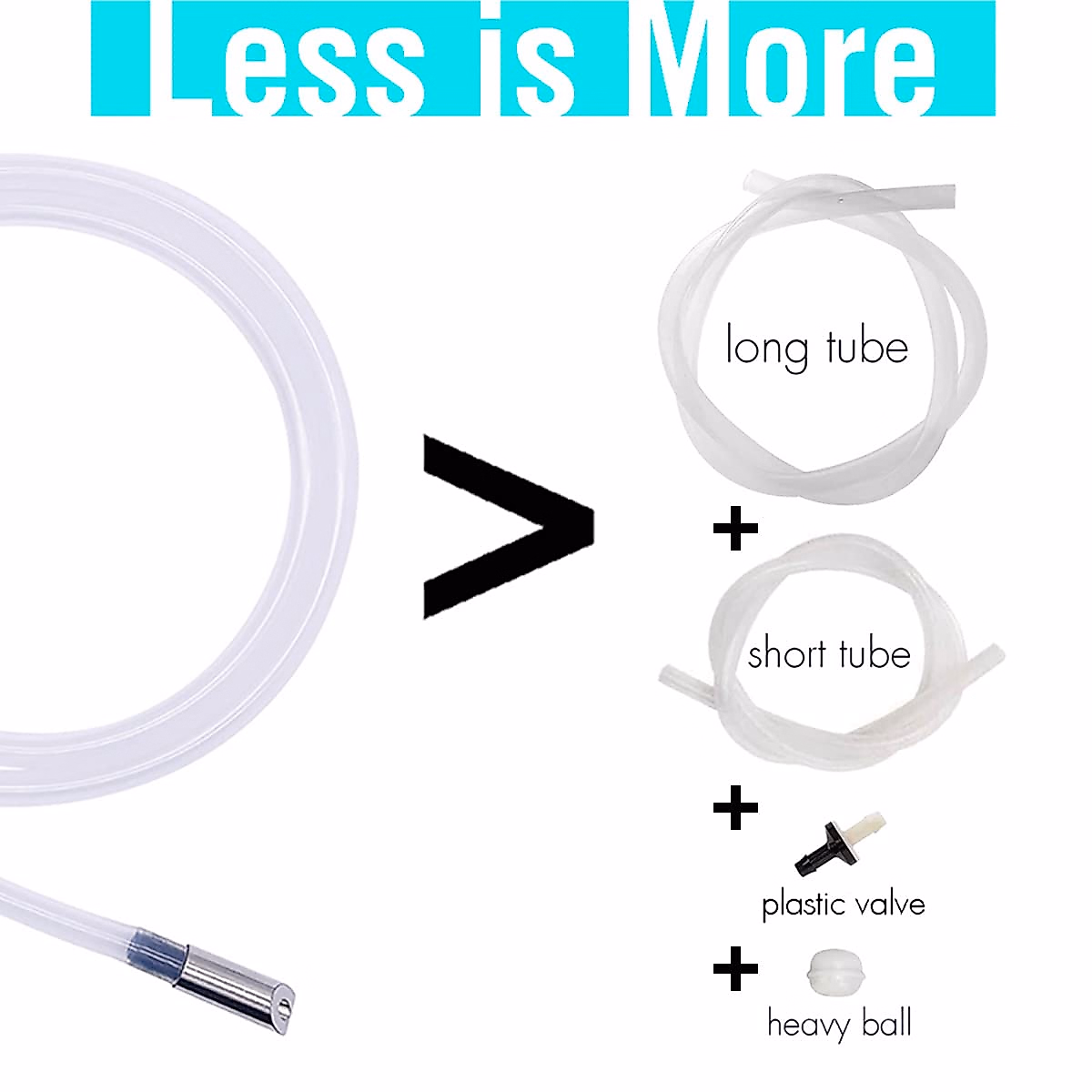 Sink Soap Dispenser Extension Tube kit, Upgraded Metal Check Valve No Backflow No More Refills | Only One Tube No More Work to Connect, 47" Long | 1 Pack