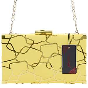Fawziya Evening Purse Satin Geometric Metal Hollow Oversized Clutch Bags For Women Clutchess-Gold