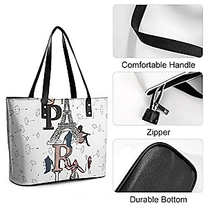Womens Handbag Eiffel Tower Leather Tote Bag Top Handle Satchel Bags For Lady