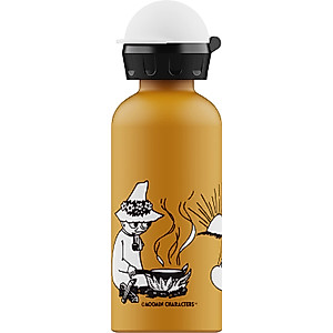 SIGG - Aluminium Kids Water Bottle - KBT Moomin Camping - Leakproof - Lightweight - BPA Free - Climate Neutral Certified - Dark Yellow - 0.4L