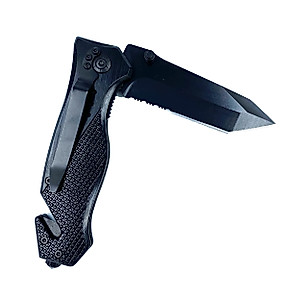 Thin Gray Line Collectible 3-in-1 Police Tactical Rescue Knife for Correctional Officers CO Corrections with Seatbelt Cutter, Steel Serrated Blade, Glass Breaker